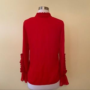 Zara | Tops | Zara Red Ruffle Sleeve Collar Blouse Sz Xs Nwt | Poshmark